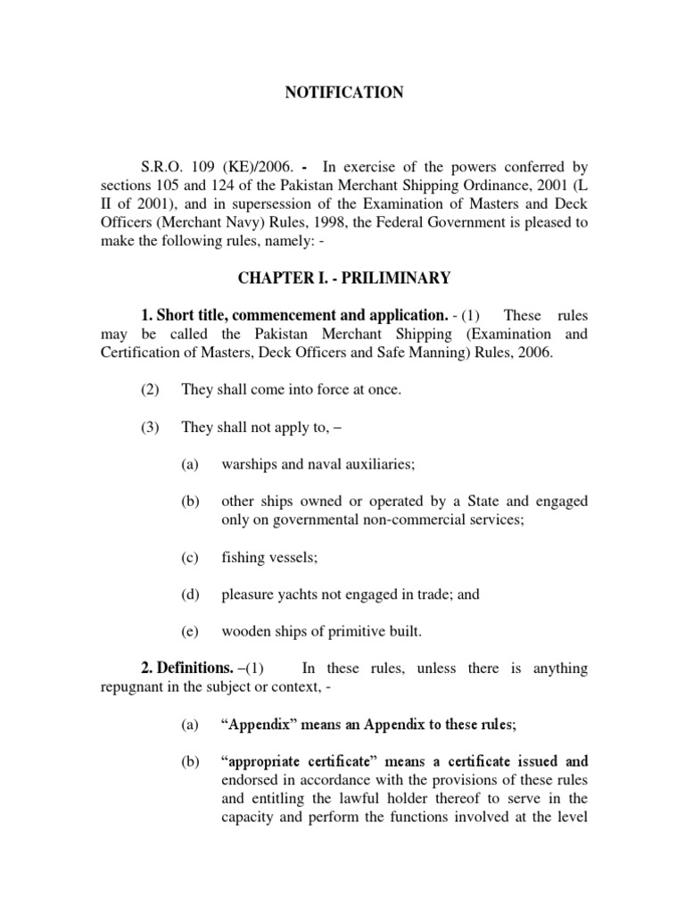 Examination and Certification of Deck Officers and Safe Manning Rules - 2006 | Download Free PDF ...
