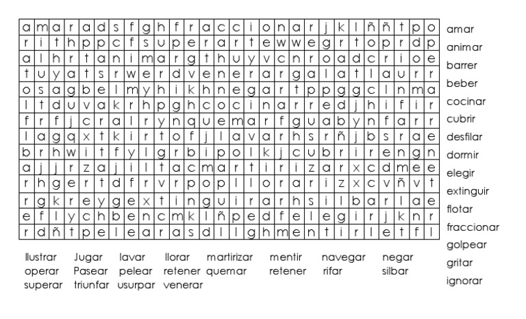 Sopa de Letras Verbos | PDF