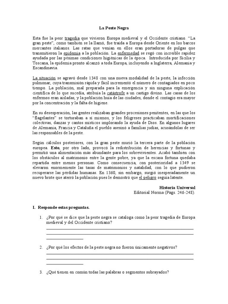 La Peste Negra | PDF | Muerte negra