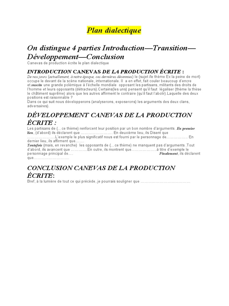 Exemple de plan dialectique détaillé | PDF
