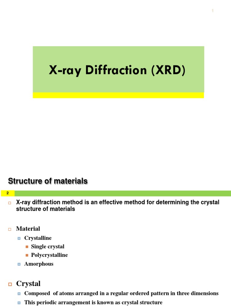 Lecture 15-16 XRD | PDF | X Ray Crystallography | Crystal Structure