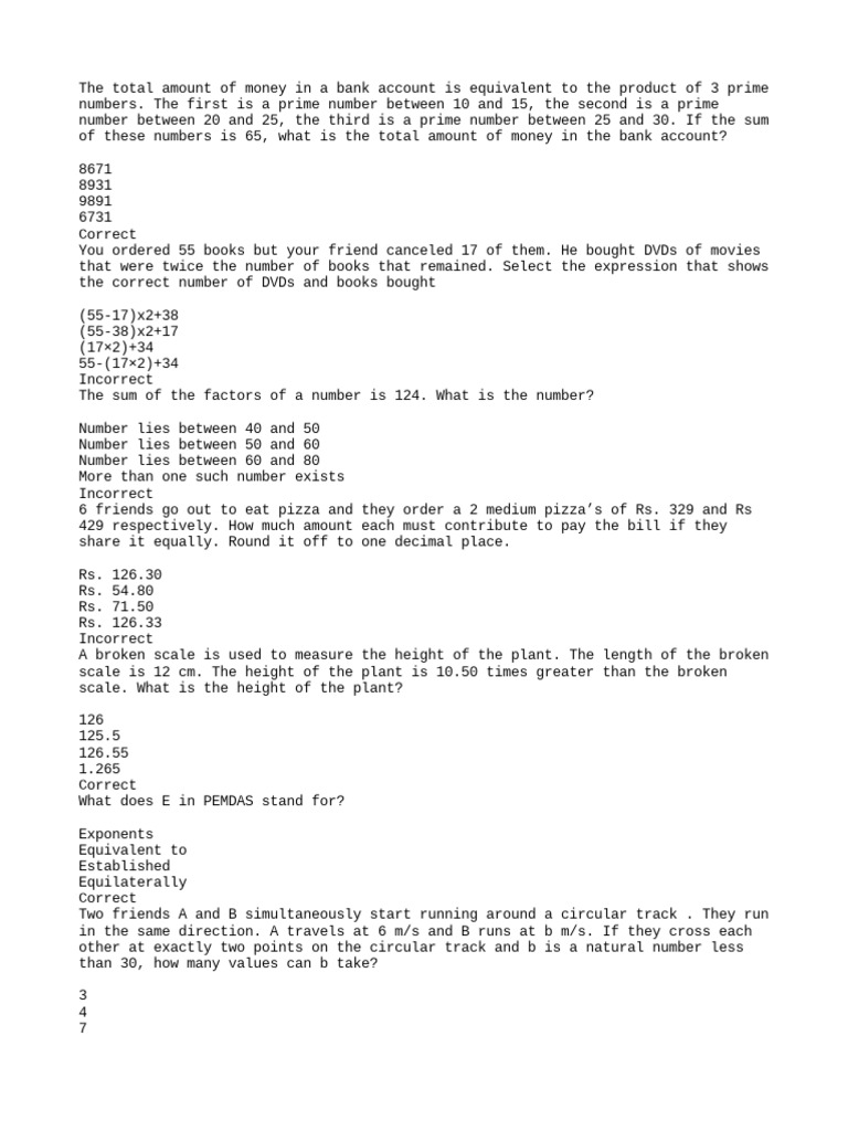 Math Test | PDF | Prime Number