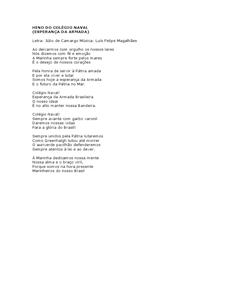 Letra Hino ColegioNaval | PDF