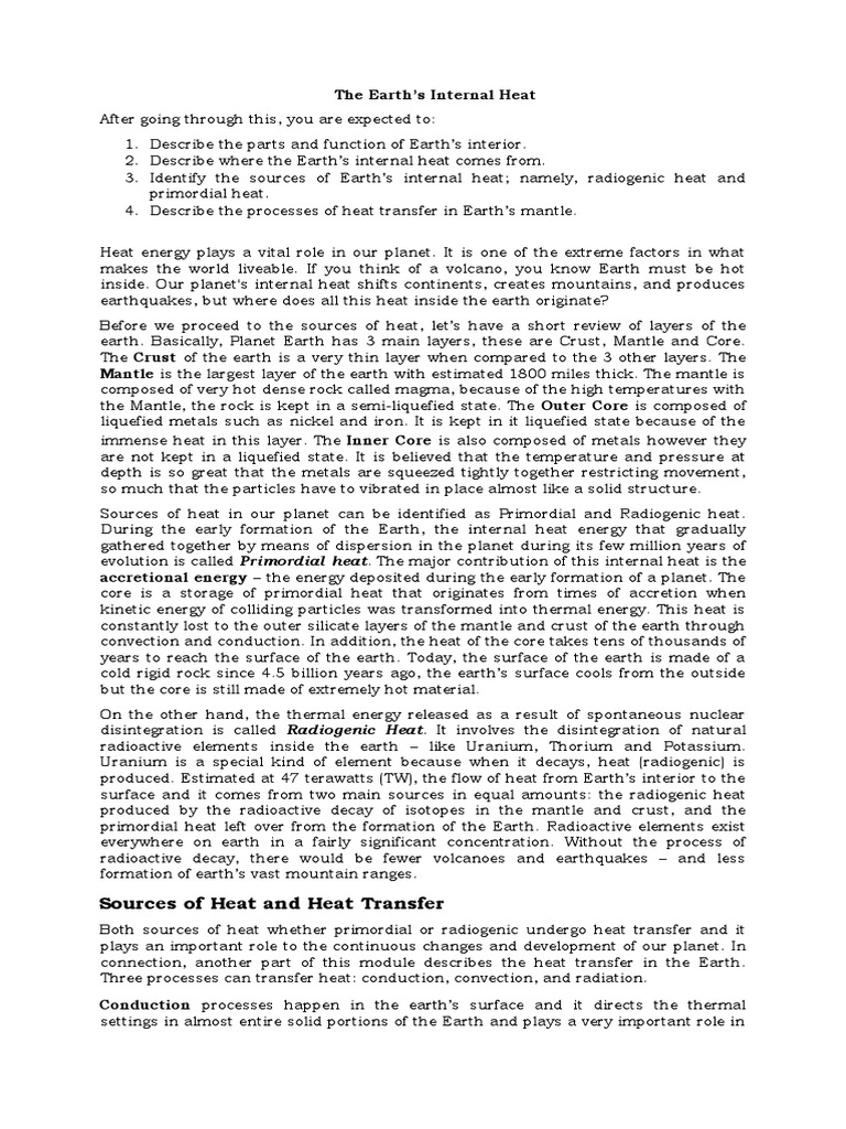 REPORTER 3 The Earths Internal Heat | PDF | Convection | Earth
