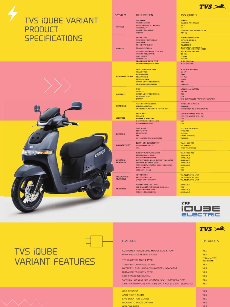 TVS IQube STechnical - Specifications | PDF