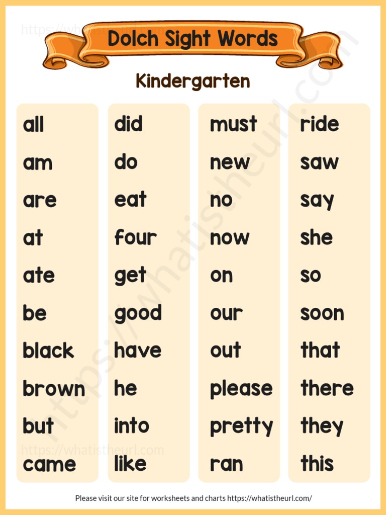 Dolch Sight Words KG | PDF