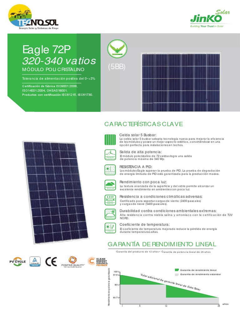 ficha-tecnica-placa-solar-JINKO-Eagle-72-320-340PP - Tecnosol | PDF | Célula solar | Ciencias ...