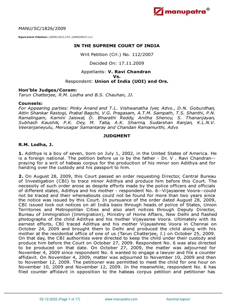 V Ravi Chandran Vs Union of India UOI and Ors 17s091822COM283473 | PDF ...