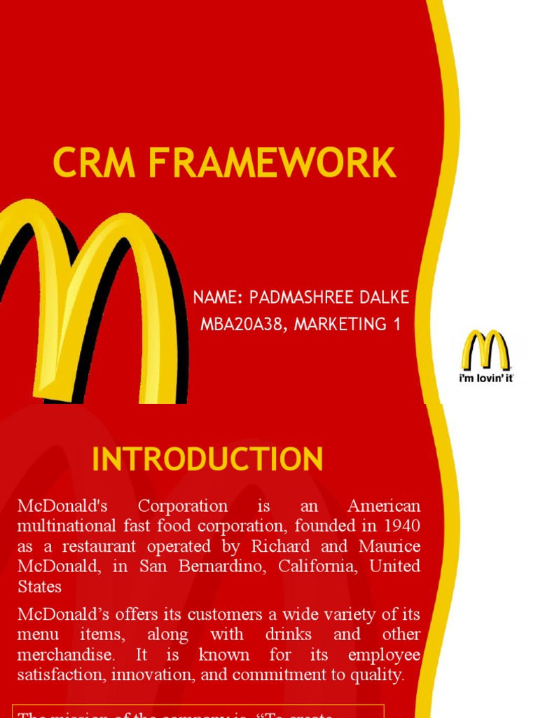 Crm Framework Pdf Customer Relationship Management Mc Donalds