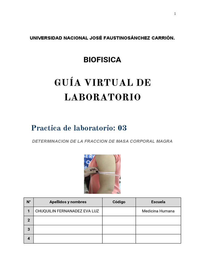 Practica N°03 Determinacion de La Fraccion de Masa Corporal Magra | PDF | Medición | Tejido adiposo