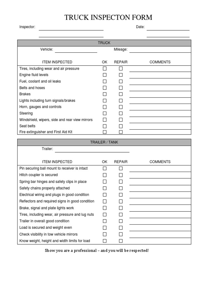 Truck Inspection Form | PDF