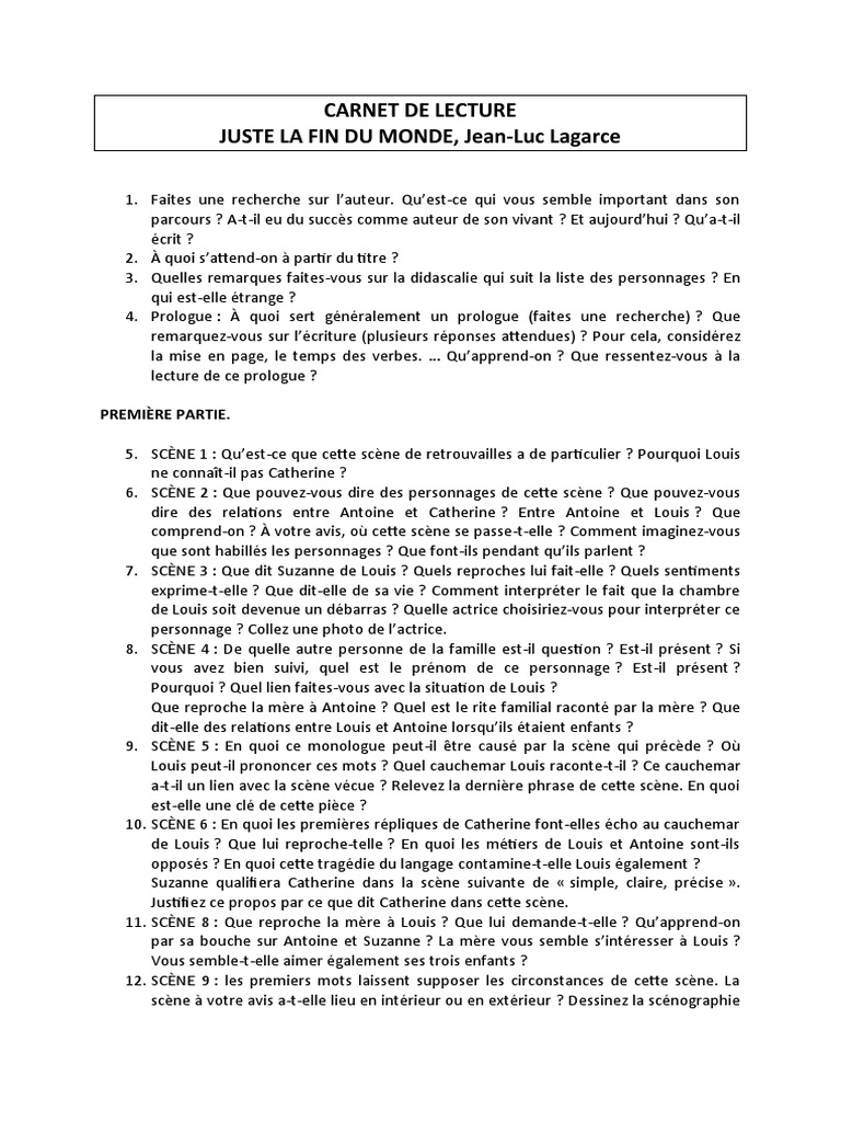 CARNET DE LECTURE - Lagarce. | PDF | Fiction générale