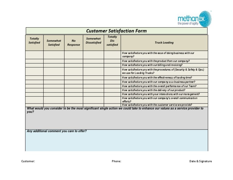 Customer Satisfaction Form For Truck Loading | PDF | Business ...