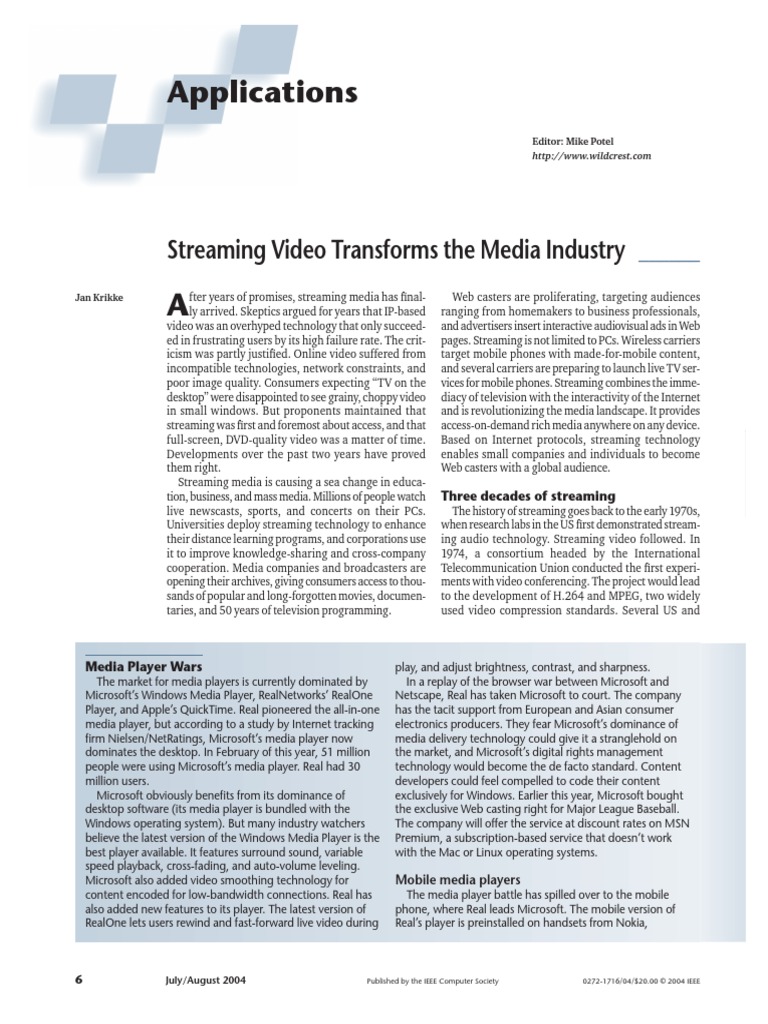 Streaming Video Transforms The Media Industry | PDF | Streaming Media ...