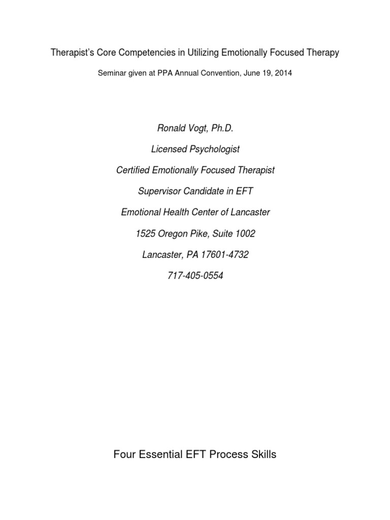 36 - Therapist's Core Competencies in Utilizing Emotionally Focused ...