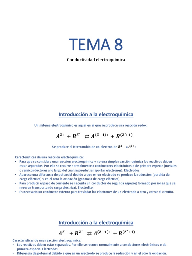 TEMA 8 Conductividad Electrolitica | PDF | Electroquímica | Redox