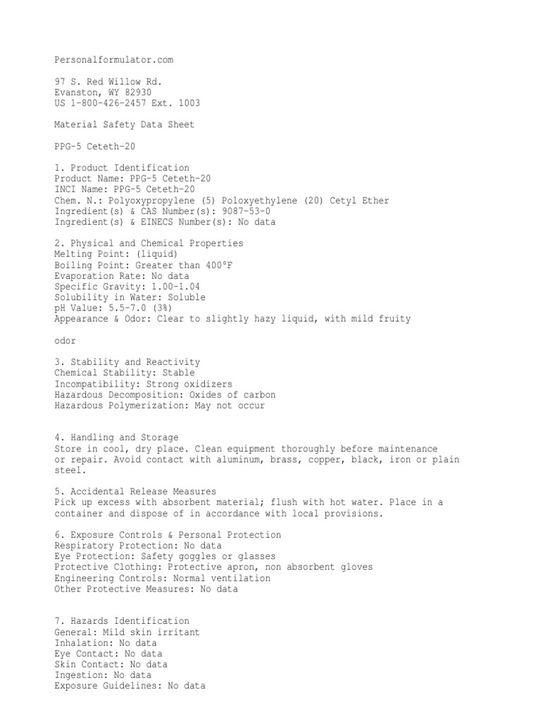 PPG 5 Ceteth 20 | PDF | Firefighting | Personal Protective Equipment