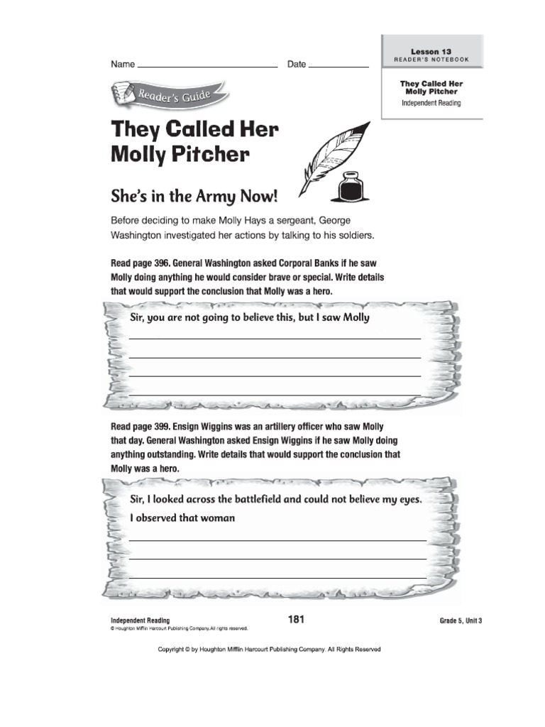 Reader's Notebook - They Called Her Molly Pitcher | PDF