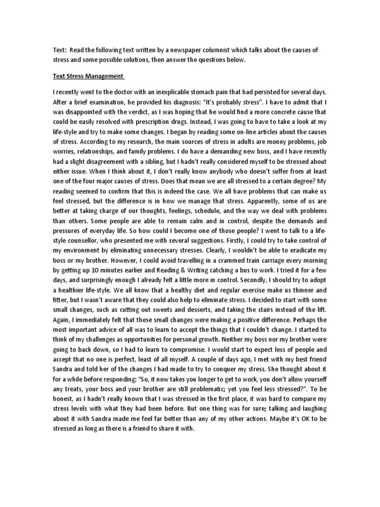 Stress Activity 1 | PDF | Stress (Biology)