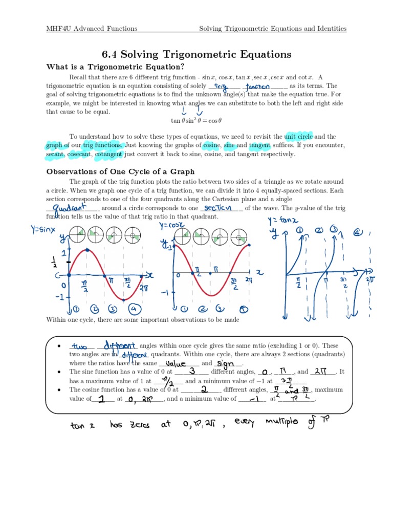 Solving Trigonometric Equations Guide | PDF | Trigonometric Functions ...