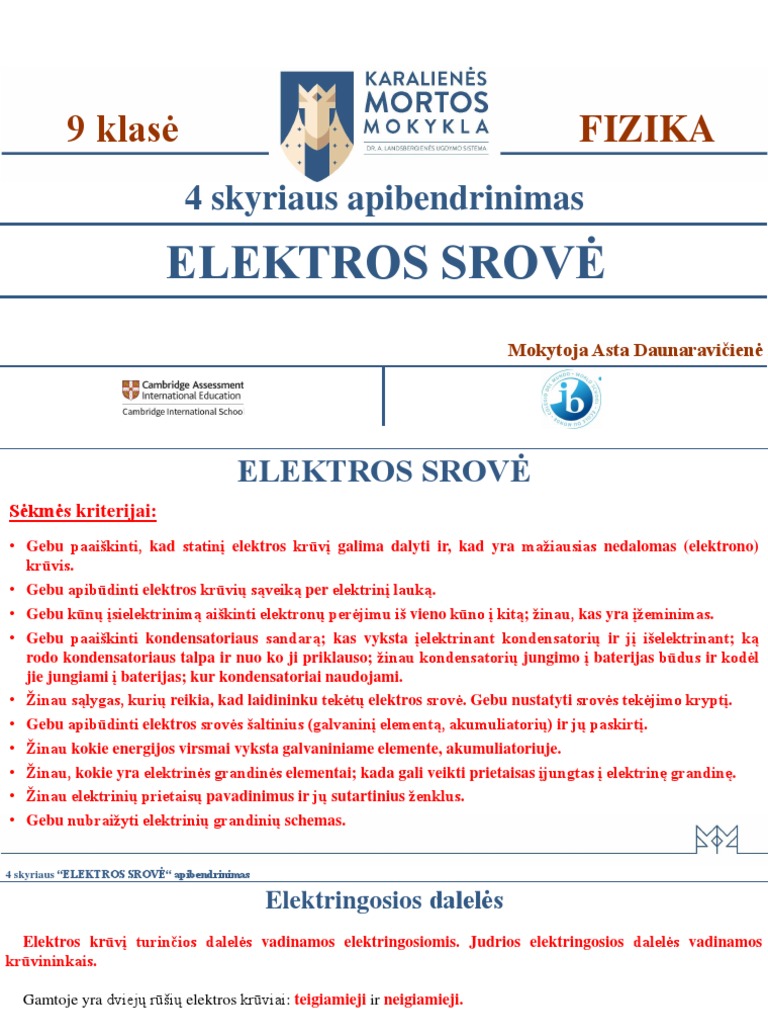 4 Skyriaus (Elektros Srove) Apibendrinimas | PDF