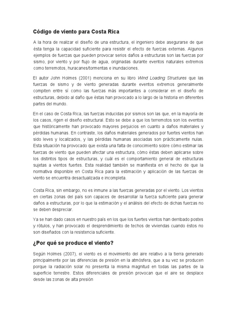 Código de Viento para Costa Rica | PDF | Herida | Ciclones tropicales