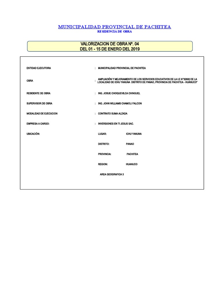 Ejem Val 04 Ichu Yanuna Enero | PDF | Ingeniería | Inicio