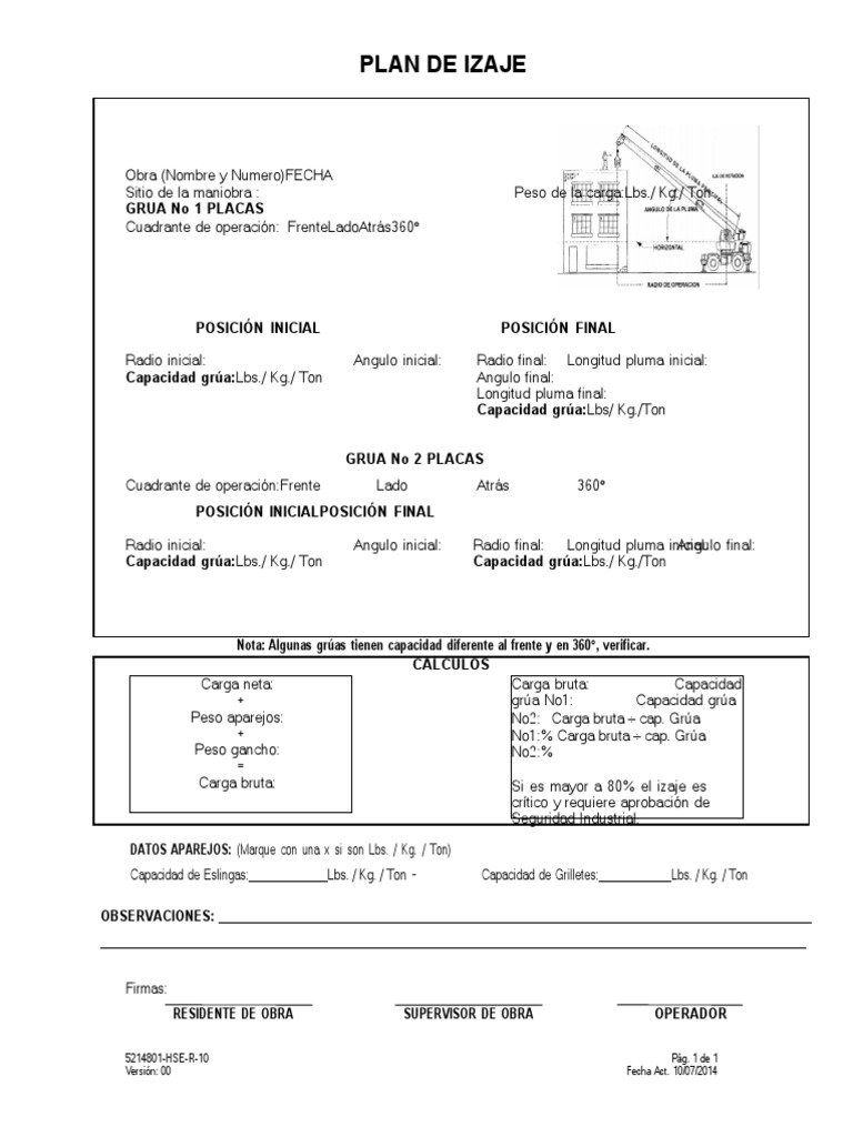 Formato de Plan de Izaje | PDF