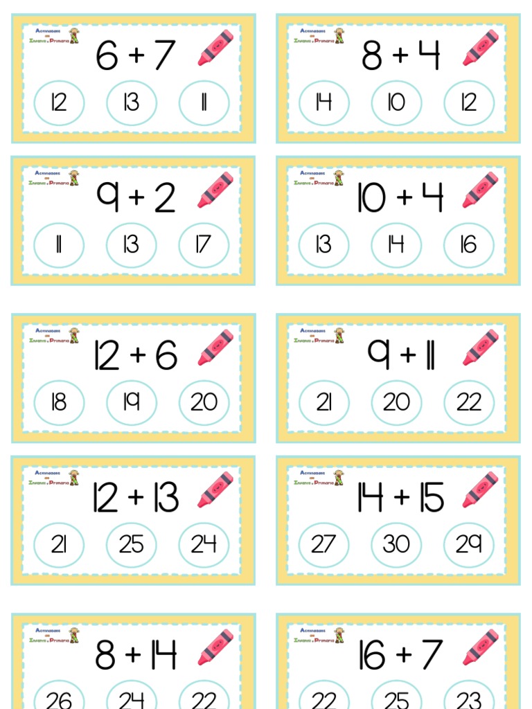 Tarjetas de Sumas | PDF