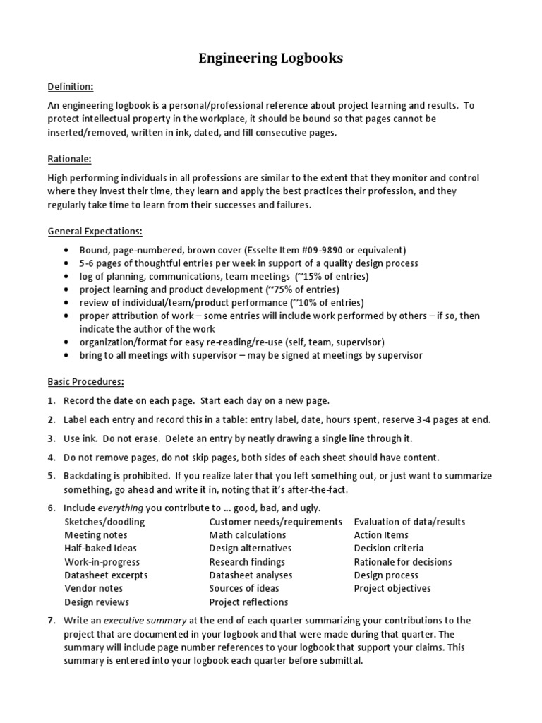 Engineering Logbooks | PDF | Business | Computing