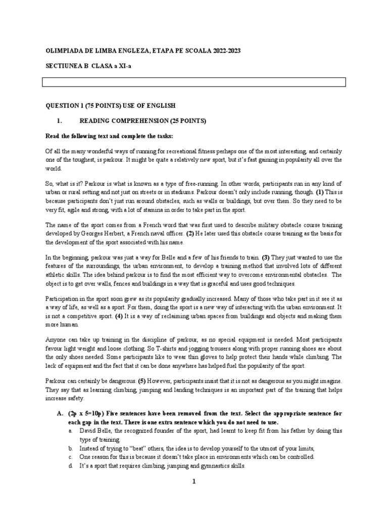 Olimpiada Clasa Xi Sectiunea B | PDF | Sherlock Holmes