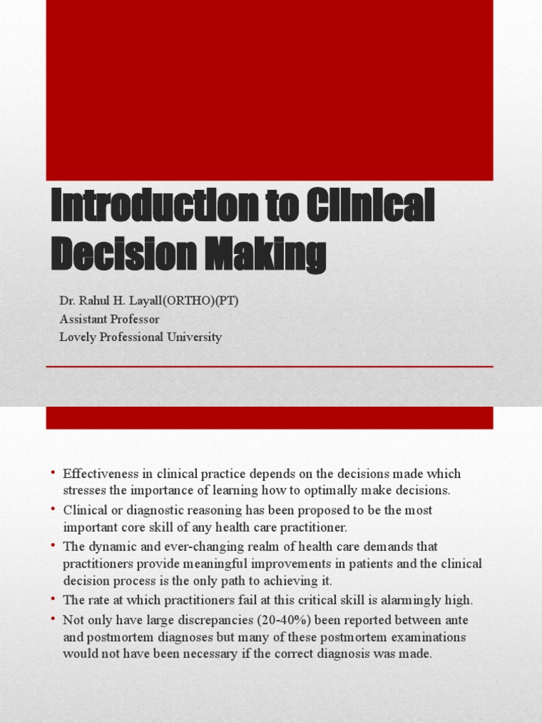 Introduction To Clinical Decision Making | PDF | Medical Diagnosis | Physical Therapy