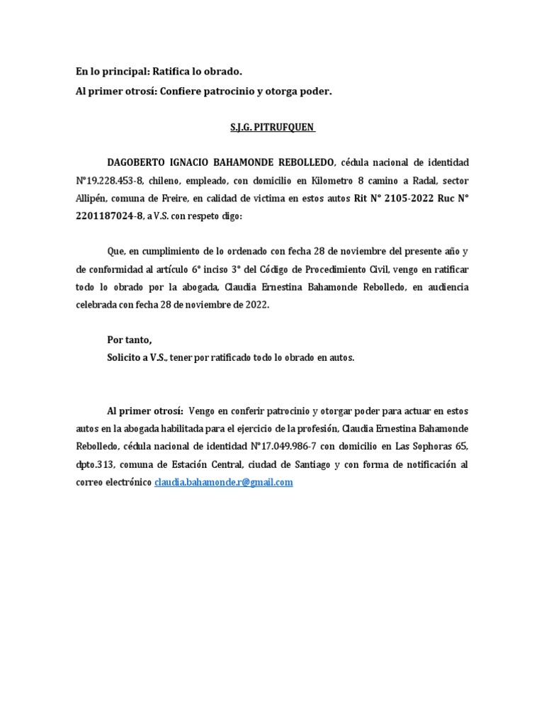 Ratifica Lo Obrado - PyP | PDF