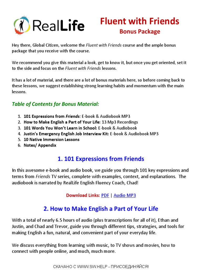 A Comprehensive Bonus Package for the Fluent with Friends English ...