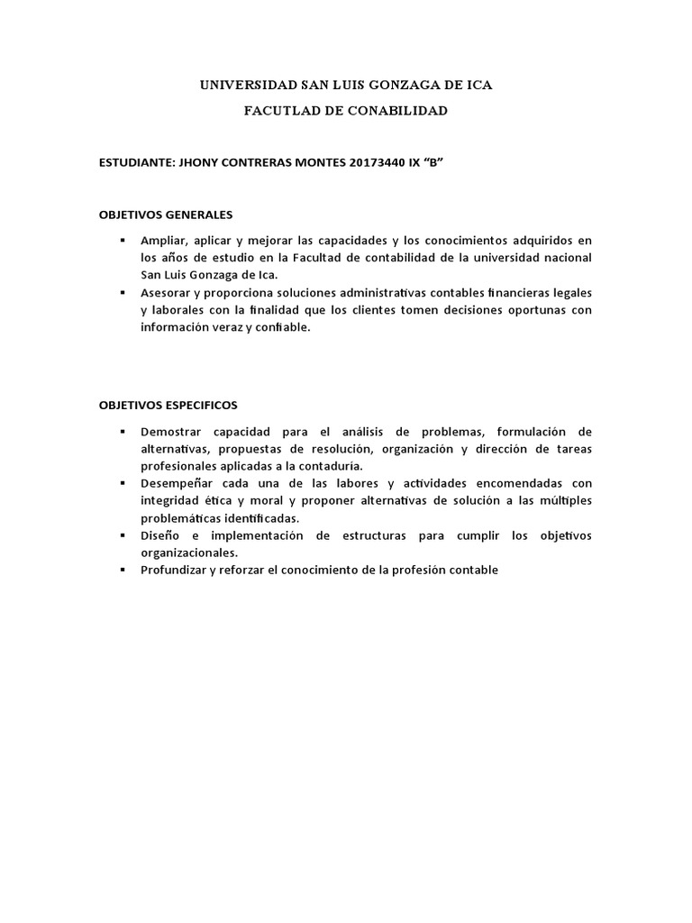 Objetivos Generales y Especificos PPP | PDF
