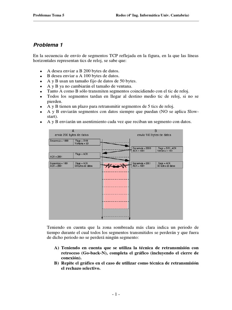 Problema 1: Problemas Tema 5 Redes (4º Ing. Informática Univ. Cantabria) | PDF | Protocolo de ...