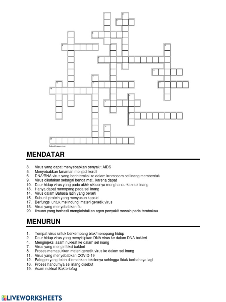 Teka-Teki Silang tentang Virus dan Penyakit | PDF