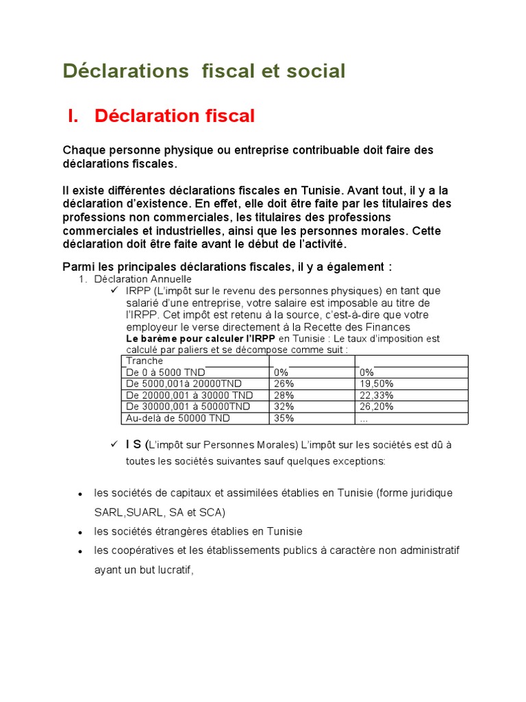 Déclarations fiscales en Tunisie 2024 | PDF | Impôt sur le revenu | Impôts