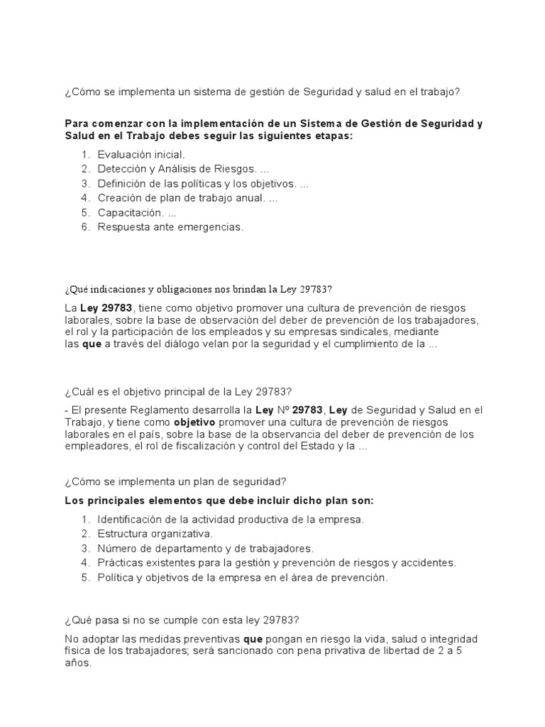 Cómo Se Implementa Un Sistema de Gestión de Seguridad y Salud en El Trabajo | PDF | Valores | Riesgo