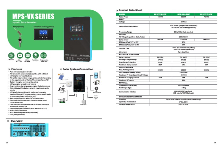 Product Data Sheet for the MPS-VX Series Hybrid Solar Inverters with ...