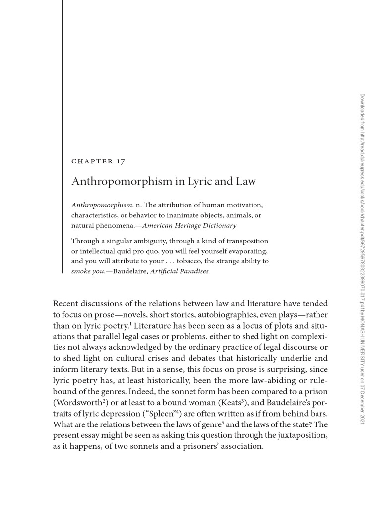 Anthropomorphism in Law and Lyric Poetry | PDF | Metaphor | Dred Scott ...