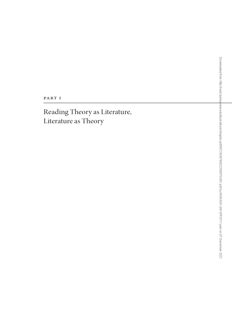 Reading Theory as Literature, Literature as Theory | PDF | Deconstruction