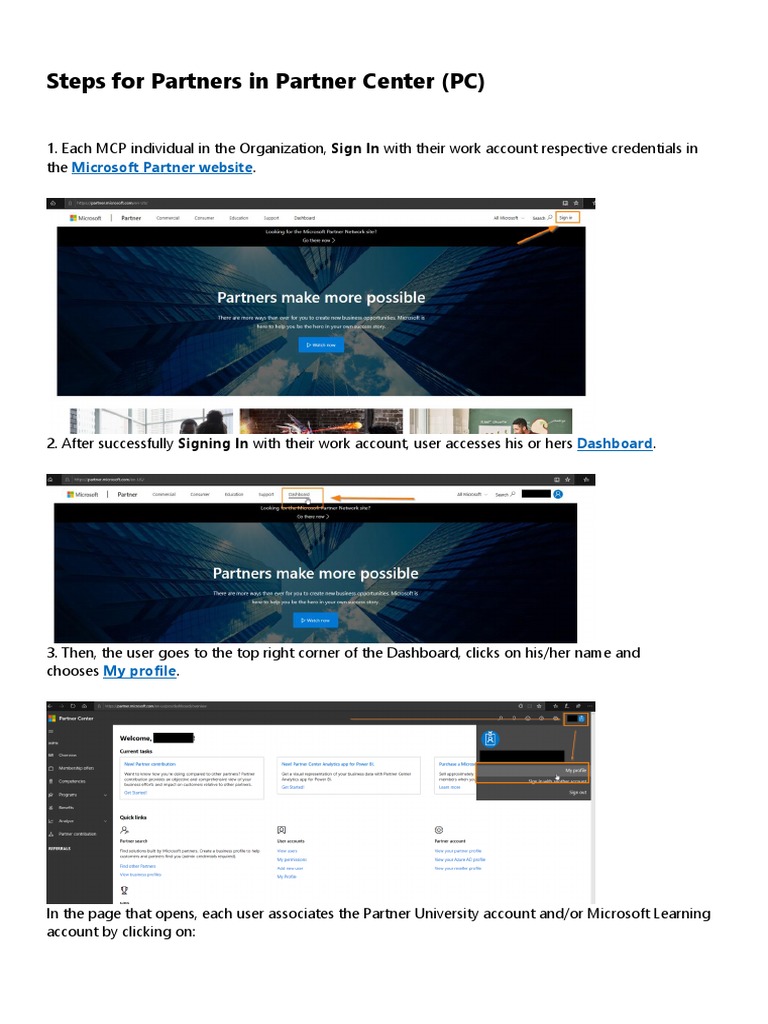 Steps For Partners in Partner Center | Download Free PDF | User (Computing) | System Software
