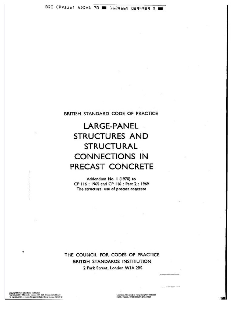 CP 116 1965 Precast Concrete Code of Practice Compress | PDF ...