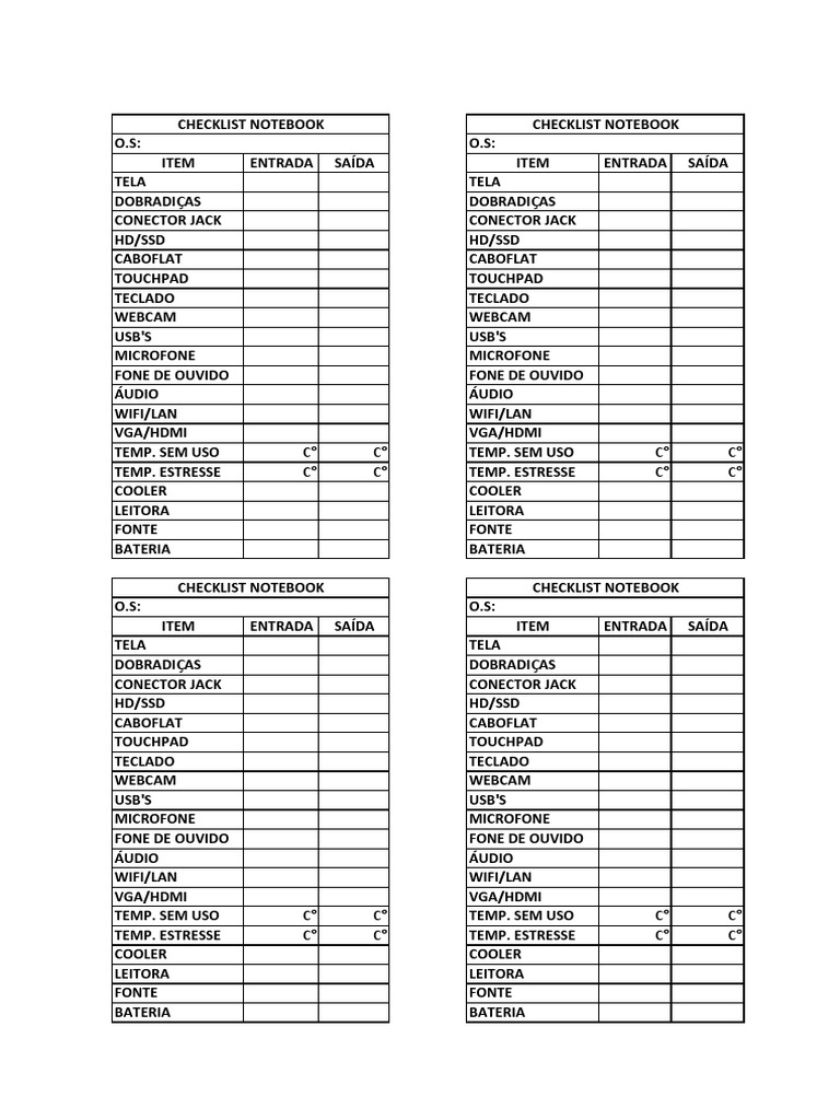 Checklist Notebook | PDF