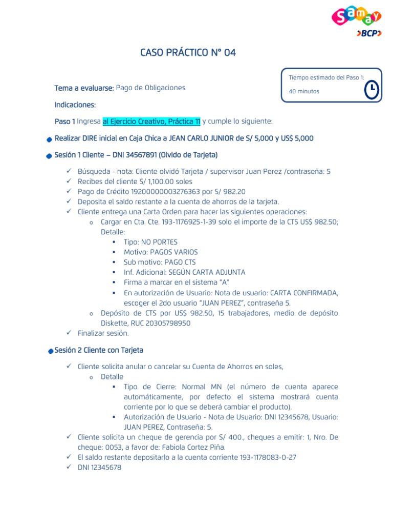 Caso Práctico 4 | Descargar gratis PDF | Cheque