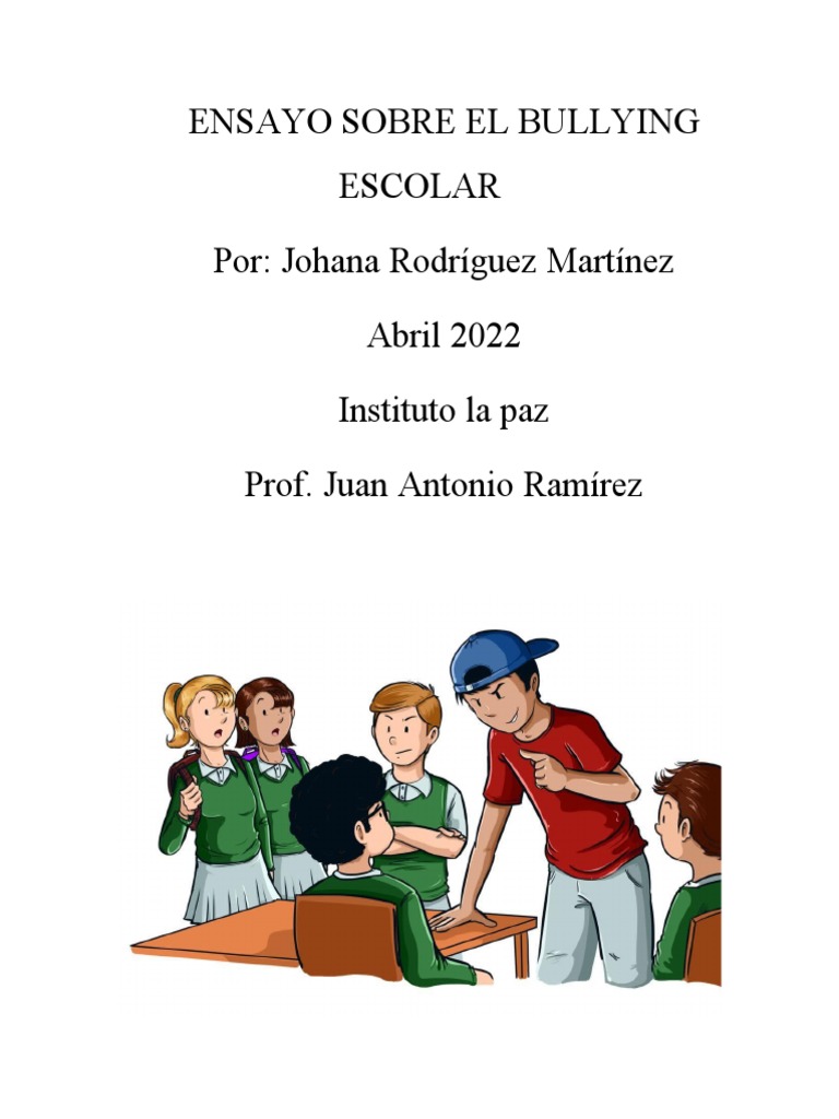 Ensayo sobre el Bullying Escolar | PDF | Ciencias del comportamiento ...