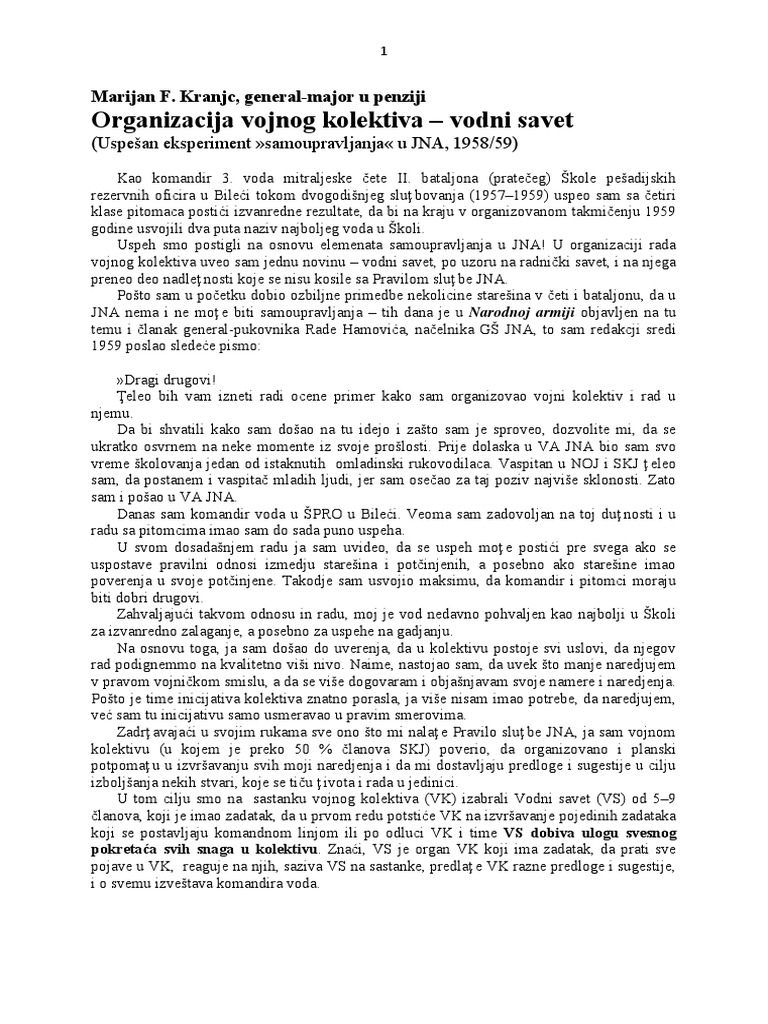 Samoupravljanje U JNA | PDF