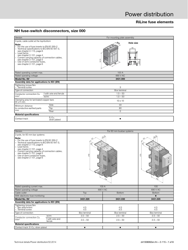 RiLine NH Fuse-Switch Disconnectors | PDF | Fuse (Electrical ...