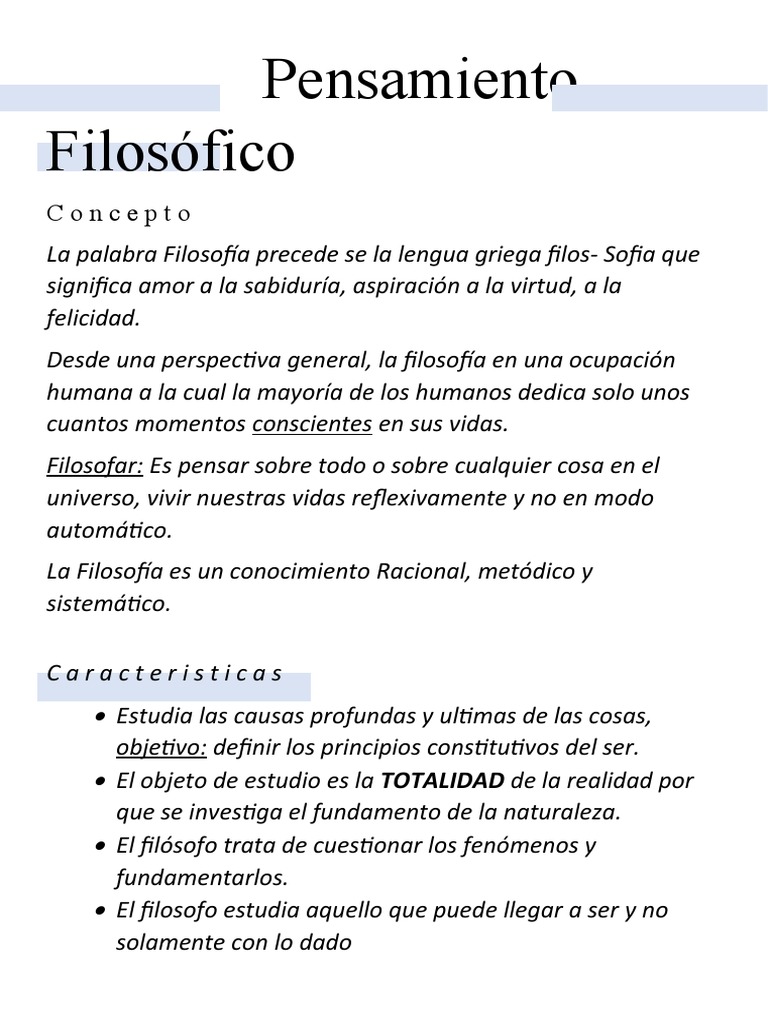 Pensamiento Filosófico | PDF | Pensamiento | Conocimiento Pensamiento Filosófico | PDF | Pensamiento | Conocimiento
